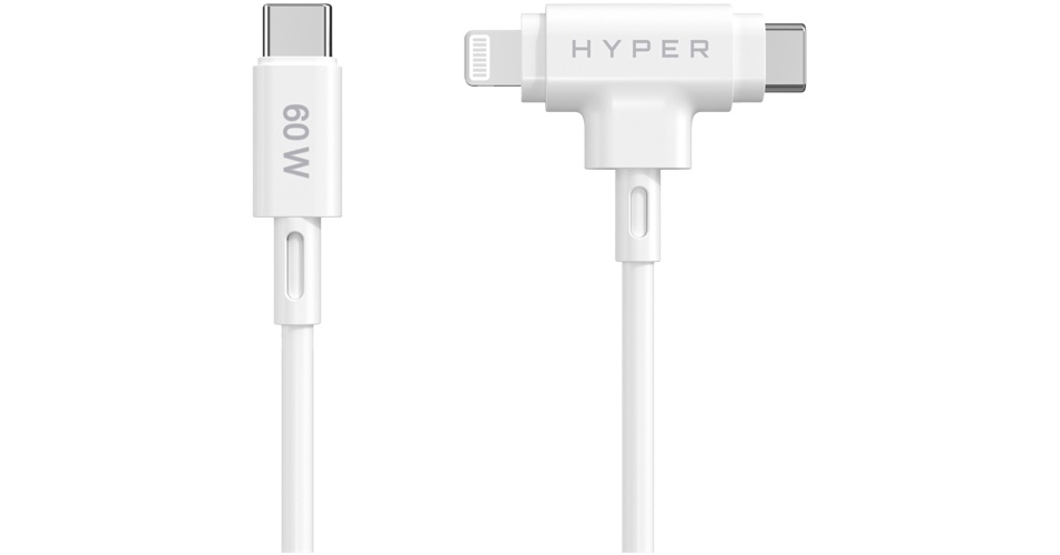 Hyper HyperJuice 60W USB-C - USB-C/Lightning 1,5m -kaapeli | Telia