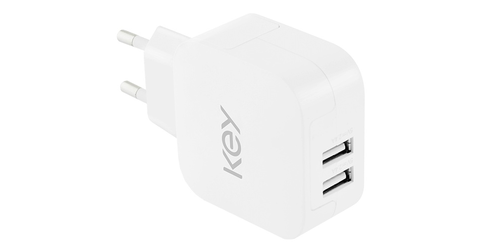 Key Power 2 x USB-A 5V/4.8A Universal Charger White | Telia