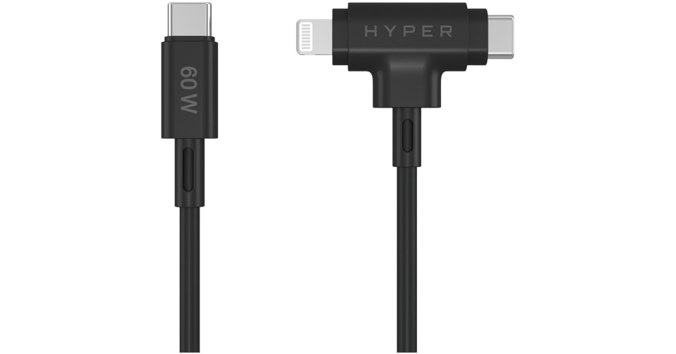 Hyper HyperJuice 60W USB-C - USB-C/Lightning 1,5m -kaapeli | Telia